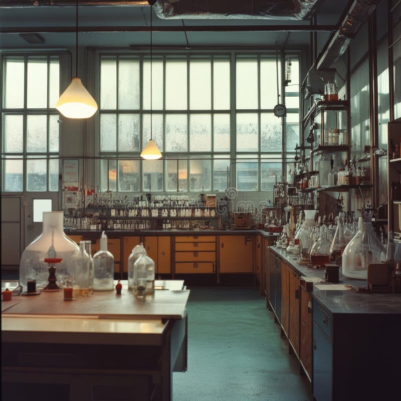 Interior of a Modern Chemistry Lab. 3D Rendering Stock Illustration ...