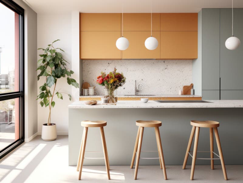 Interior of Modern Comfortable Kitchen. Generative AI. Stock Photo ...