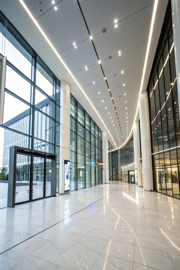 Interior of Modern Architecture Commercial Building LED Lighting System ...