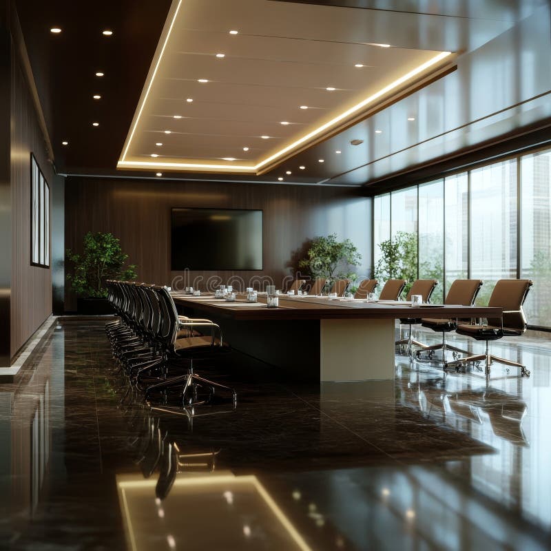 Interior of a Modern Conference Room. 3D Rendering Stock Illustration ...