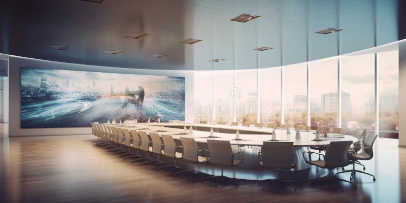 Interior of Modern Conference Room with Panoramic City View and ...