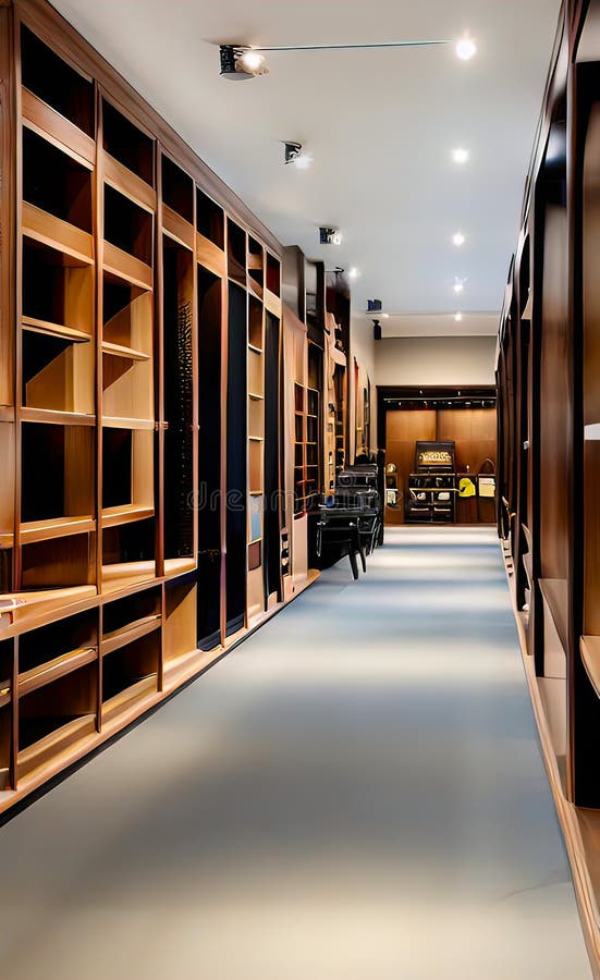 Interior of a Modern Corridor with a Library, Warehouse Design with ...