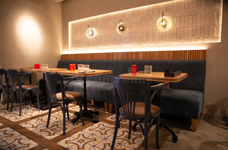 Interior of Modern Cozy French Restaurant Stock Image - Image of ...