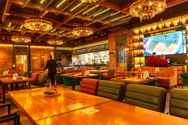 Interior of Modern Loft Style Restaurant Editorial Image - Image of ...