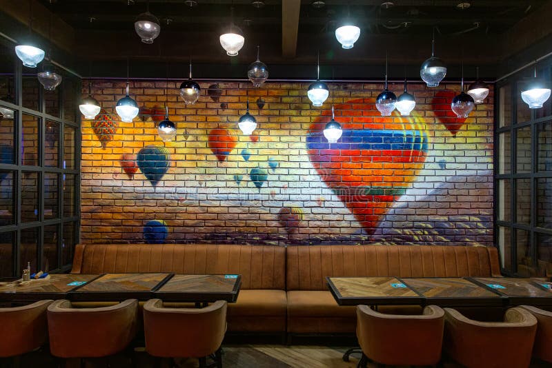 Interior of Modern Cozy Restaurant with an Original Design Stock Image ...