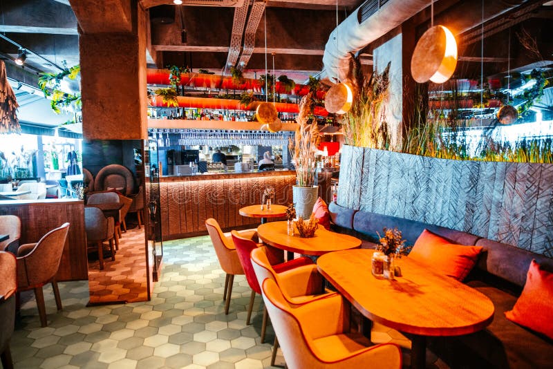 Interior of a Modern Cozy Swedish Restaurant Stock Image - Image of ...