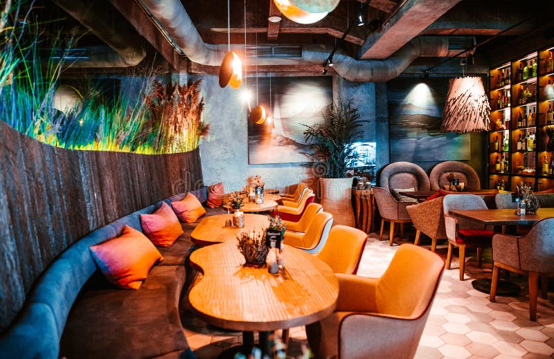 Interior of a Modern Cozy Swedish Restaurant Stock Image - Image of ...