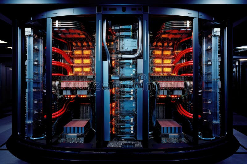 Interior of a Modern Data Center Showing a Series of Server Racks Lined ...
