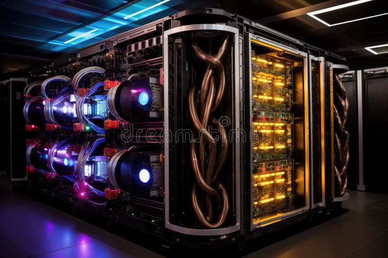 Interior of a Modern Data Center Showing a Series of Server Racks Lined ...