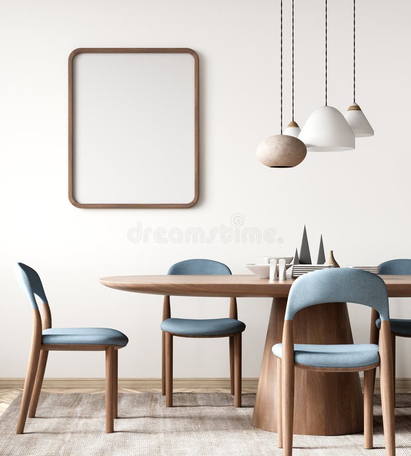 Interior of Modern Dining Room, Dining Table and Chairs Against White ...