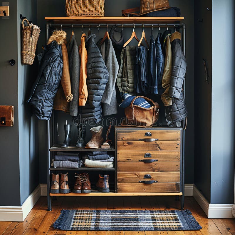 Interior of Modern Dressing Room with Wardrobe Boxes Stock Illustration ...