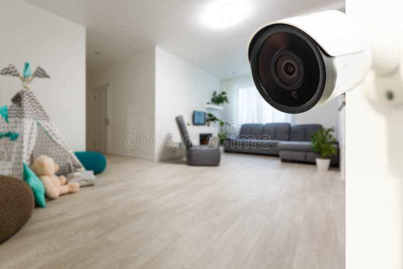 Interior of Modern Empty Living Room with Security Camera in House ...