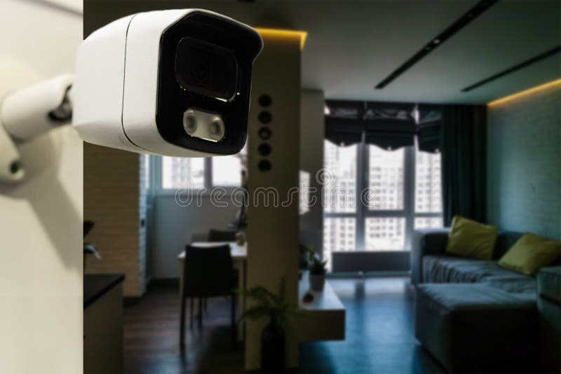 Interior of Modern Empty Living Room with Security Camera in House ...