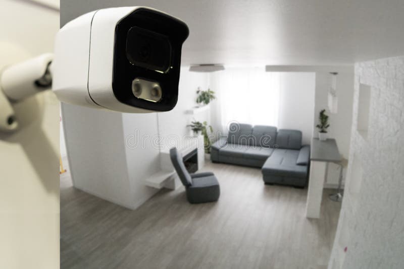 Interior of Modern Empty Living Room with Security Camera in House ...