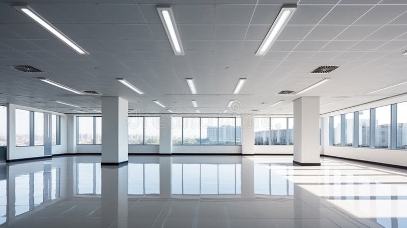 Interior of Modern Empty Office Building.Open Ceiling Design ...
