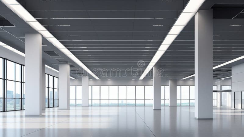 Interior of Modern Empty Office Building.Open Ceiling Design ...