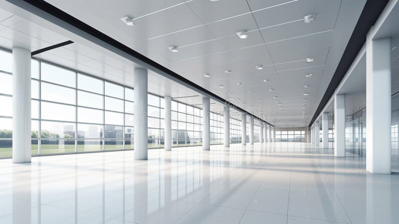 Interior of Modern Empty Office Building.Open Ceiling Design ...