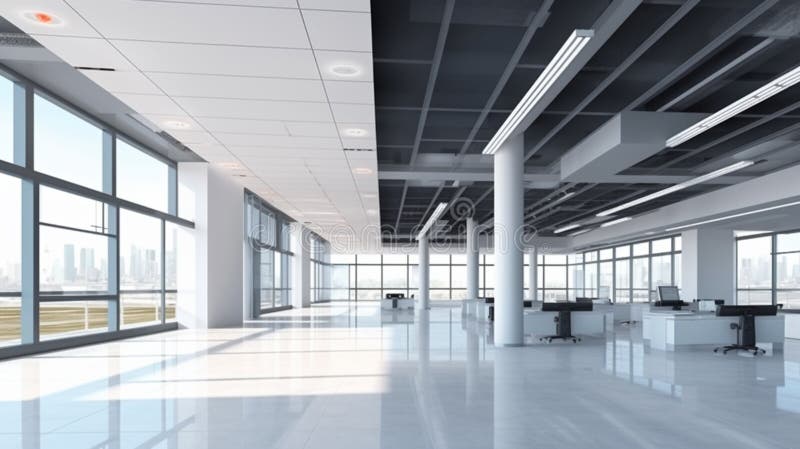 Interior of Modern Empty Office Building.Open Ceiling Design ...