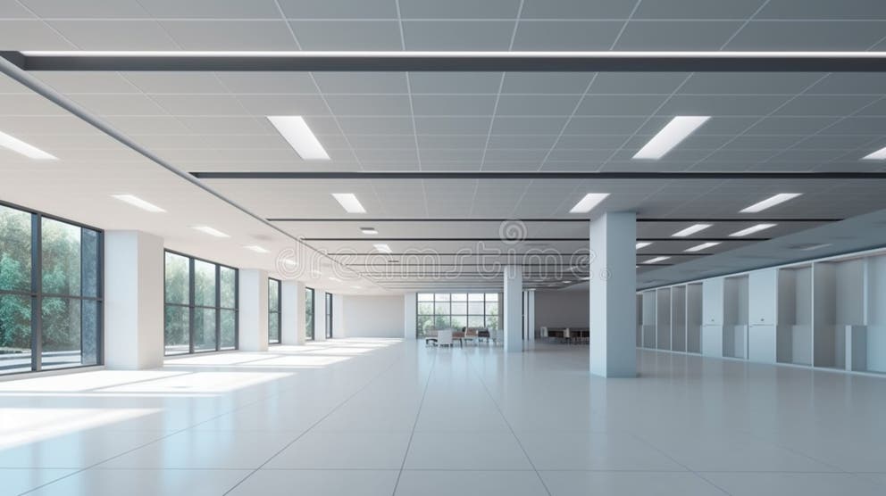 Interior of Modern Empty Office Building.Open Ceiling Design ...
