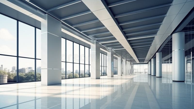 Interior of Modern Empty Office Building.Open Ceiling Design ...