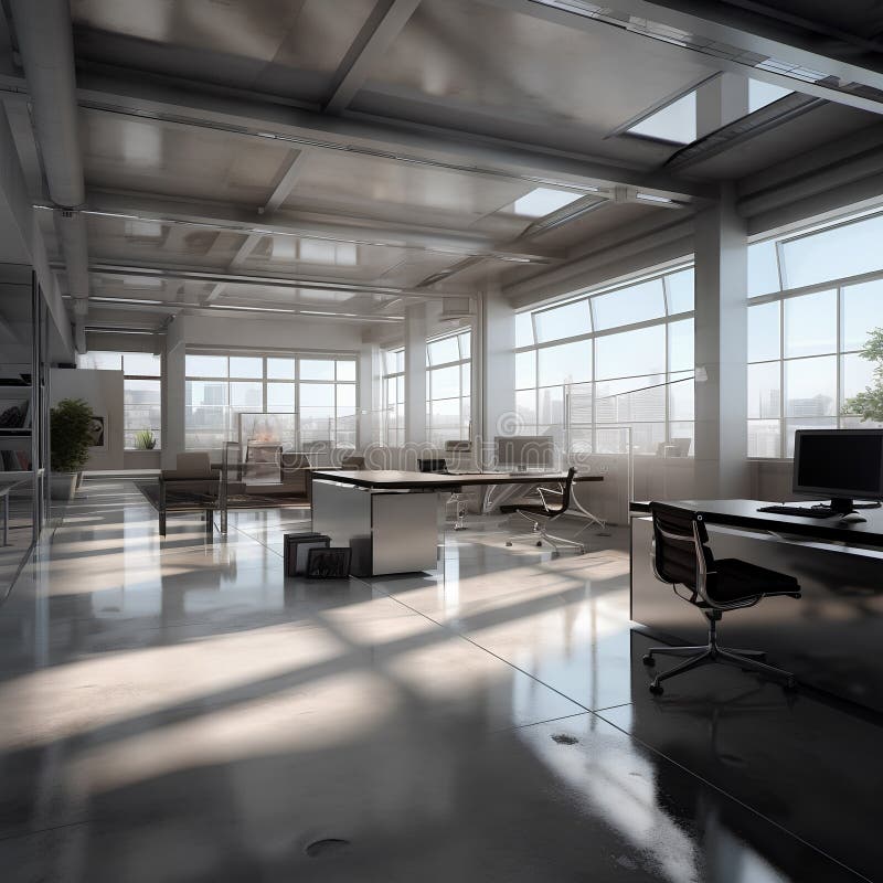 Interior of Modern Empty Open Space Office Stock Illustration ...