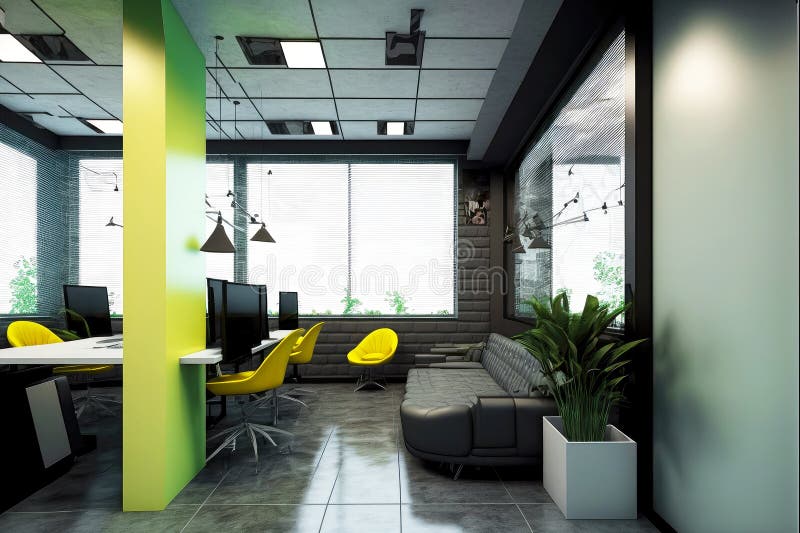 Interior of Modern Empty Recreation Area for Employees of Small Office ...