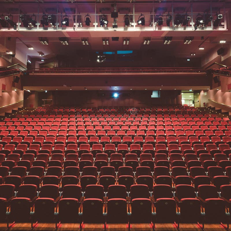 Interior of Modern Empty Red Congress Hall Stock Photo - Image of ...