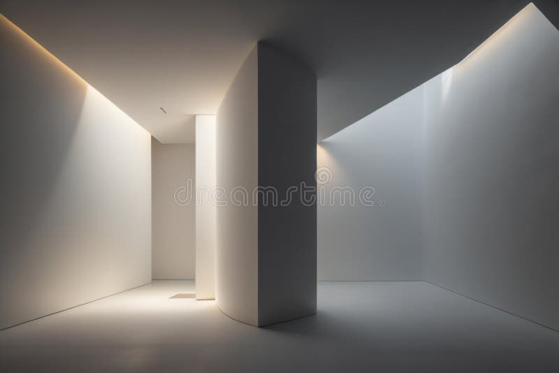 Interior of Modern Empty Room with White Walls. Generative Ai Stock ...