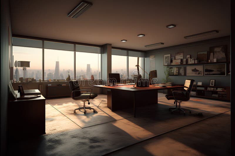 Interior of Modern Empty Top Manager S Office with Beautiful Cityscape ...