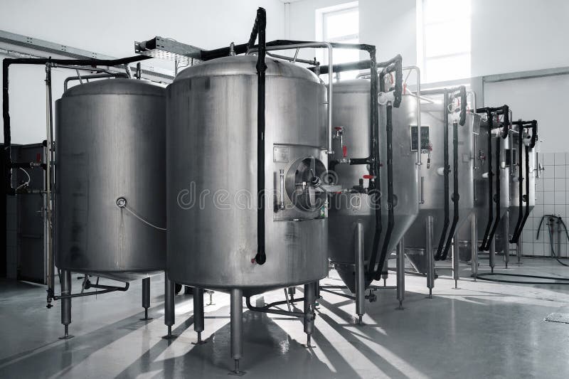 Interior of Modern Factory Brewery with Tanks Inside Stock Image ...