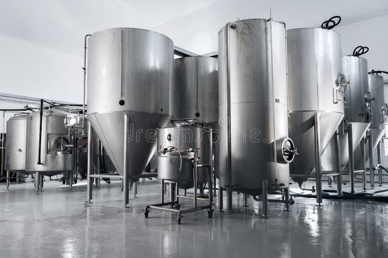 Interior of Modern Factory Brewery with Tanks Inside Stock Image ...