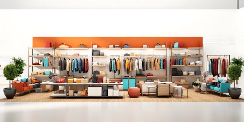 Interior of a Modern Fashion Store. 3d Rendering, 3d Illustration Stock ...