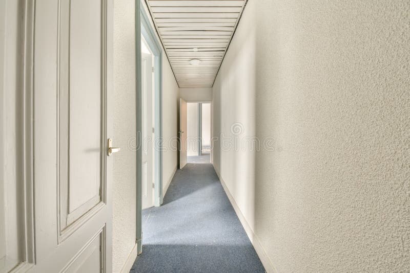 Long Corridor in Modern Apartment Stock Photo - Image of illuminate ...