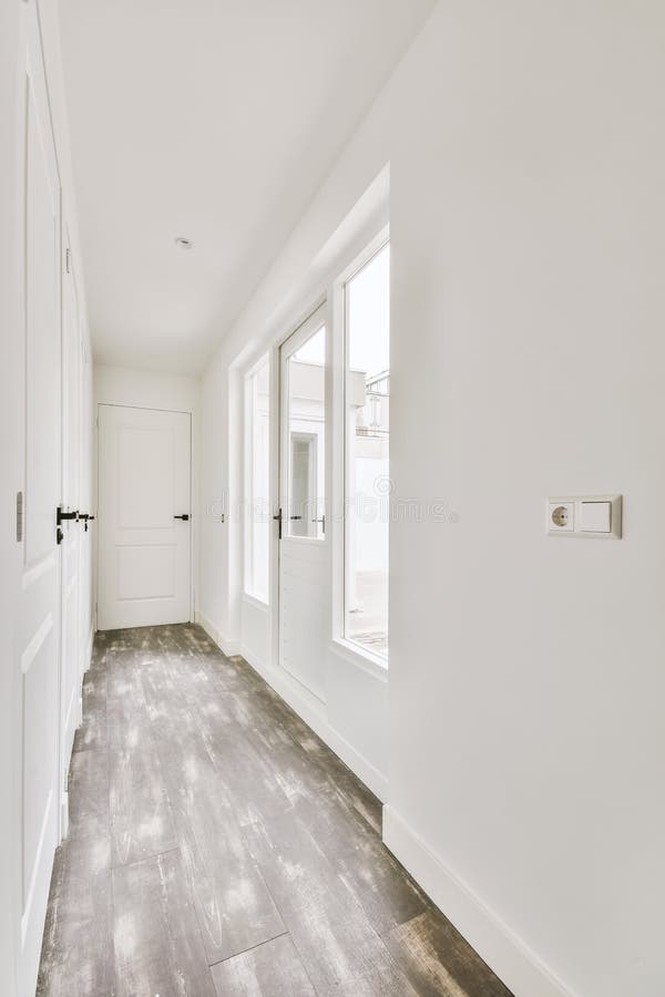 Long Corridor in Modern Apartment Stock Photo - Image of hallway ...