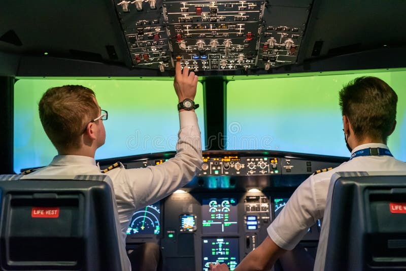 Interior of Modern Flight Simulator for the Training of the Pilots ...