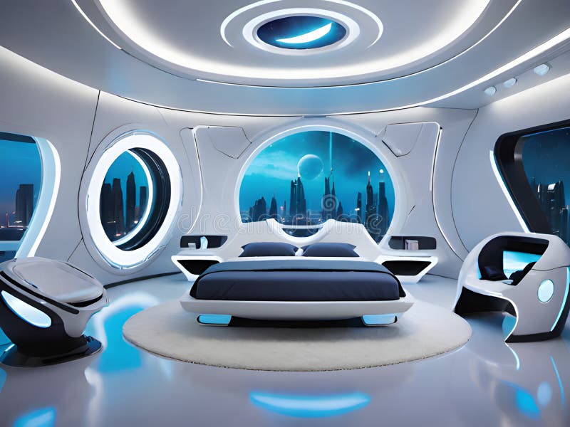 Interior of Modern Future Room Stock Illustration - Illustration of ...