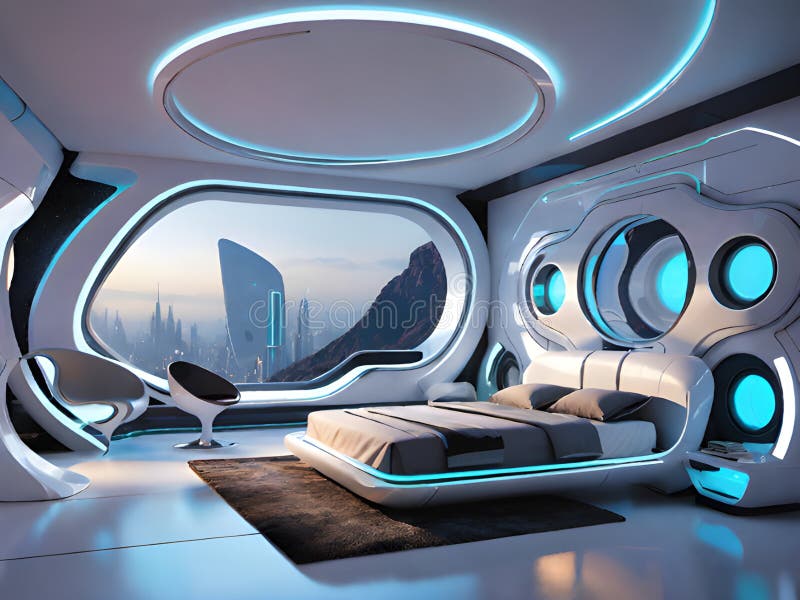 Interior of Modern Future Room Stock Illustration - Illustration of ...