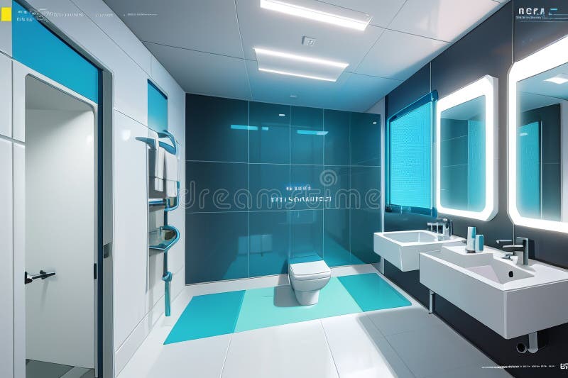 The Interior of a Modern Futuristic Bathroom in Bright Colors. Stock ...