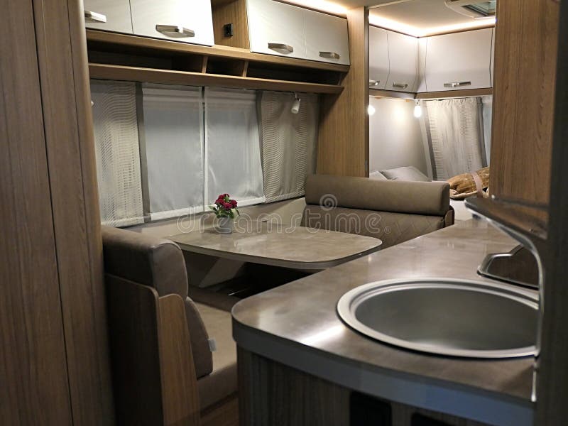 Interior of Modern German Camper Van Tabbert Rossini 490DM Editorial ...