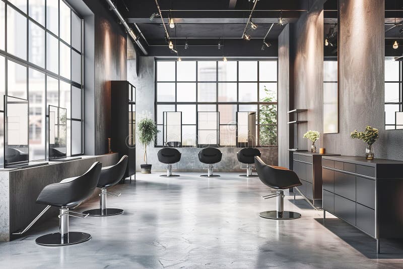 Interior of Modern Hair Beauty Salon in Loft Design Stock Photo - Image ...