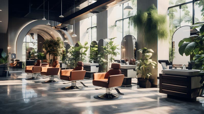 Interior of Modern Hair Salon Stock Illustration - Illustration of ...