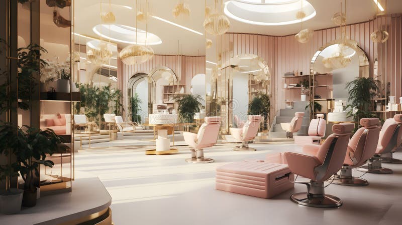 Interior of Modern Hair Salon Stock Illustration - Illustration of ...