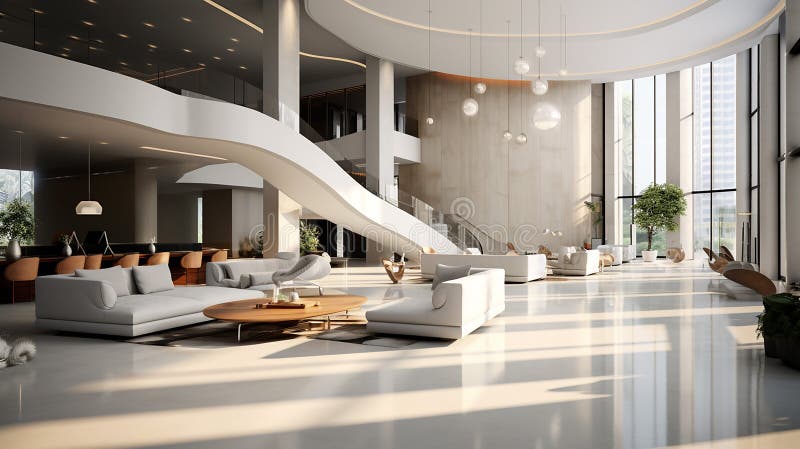 Interior of Modern Hall 3d Rendering Stock Illustration - Illustration ...