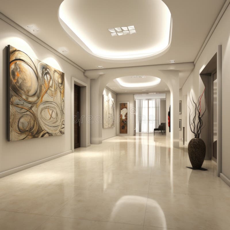 Interior of Modern Hall 3d Rendering Stock Illustration - Illustration ...