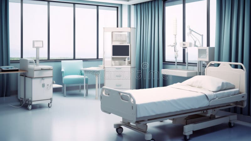 Interior of a Modern Hospital Room. 3d Rendering Toned Image Stock ...
