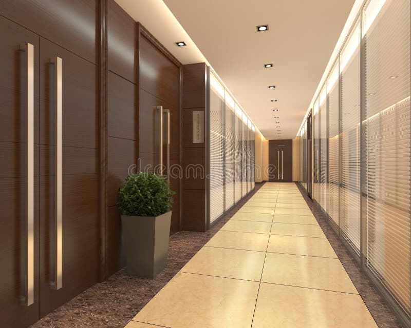 Interior Modern Hotel Corridor 3D Illustration Stock Illustration ...