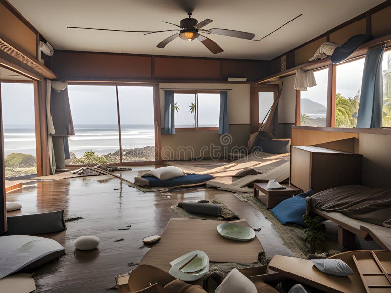 Interior of a Modern Hotel after Tsunami Attack Stock Illustration ...