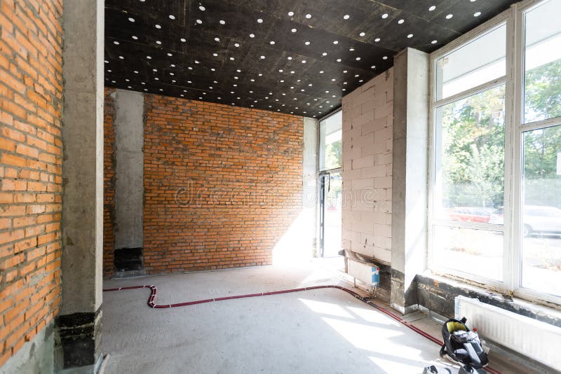 Interior of Modern House with Empty Space Stock Image - Image of grunge ...