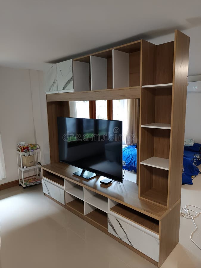 Interior of a Modern House, Tv on the Wall. Nobody Inside Stock Image ...
