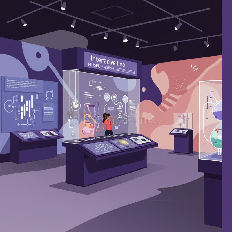 Interior of a Modern, Interactive Science Museum. the Room Features ...